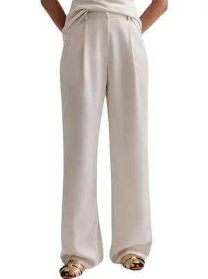 MALINA Sarah Elastic Waist Satin Pants - Vanilla