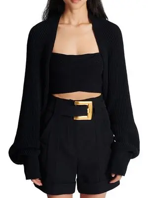 Balmain Ribbed Knit Bolero Cardigan - Black