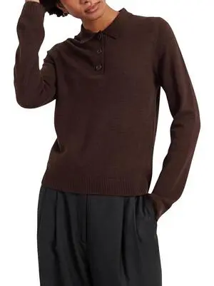 Chinti & Parker Wool Cashmere Polo Sweater - Chocolate