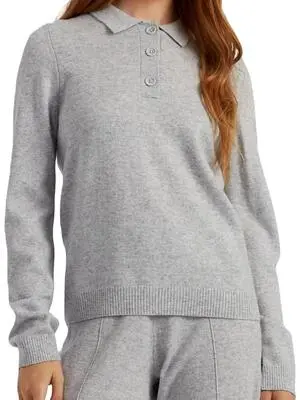 Chinti & Parker Wool Cashmere Polo Sweater - Light Grey