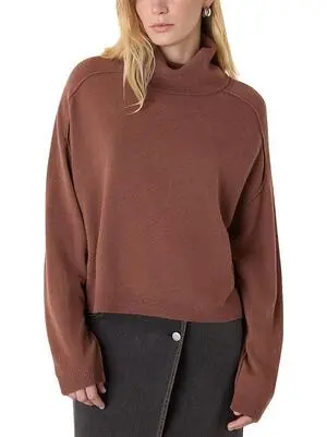 Whistles Wool Cowl Neck Knit Sweater - Brown