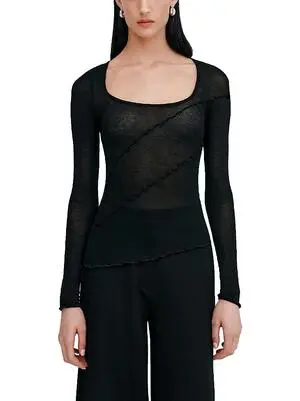 MARCELLA Melody Sheer Top - Black