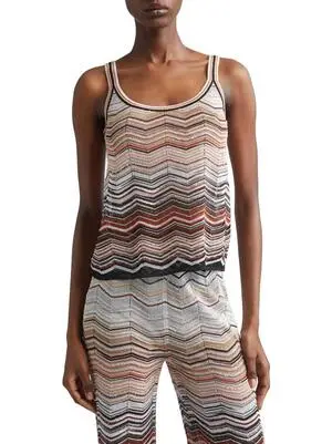 Missoni Zigzag Lamé Tank - Red And Beige Tones