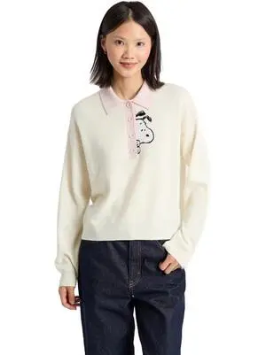 Chinti & Parker Wool-cashmere Peanuts Polo Sweater - Cream