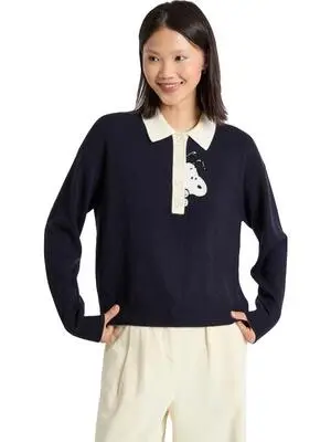 Chinti & Parker Wool-cashmere Peanuts Polo Sweater - Navy