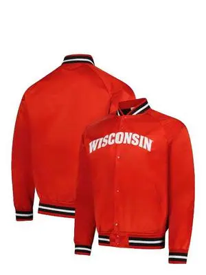 Mitchell & Ness Wisconsin Badgers Satin Raglan Full-snap Jacket - Red