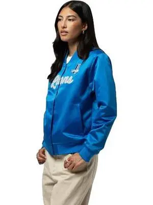 Mitchell & Ness Detroit Lions Full-snap Satin Bomber Jacket - Blue