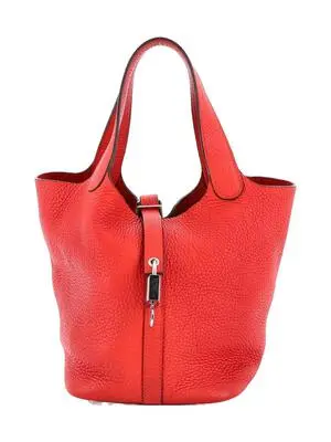 HERMES Picotin Lock Bag Clemence Pm - Rouge Tomate