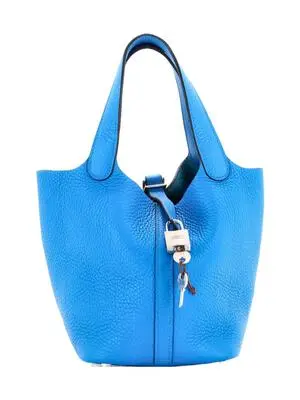 HERMES Picotin Lock Bag Clemence Pm - Bleu Zanzibar