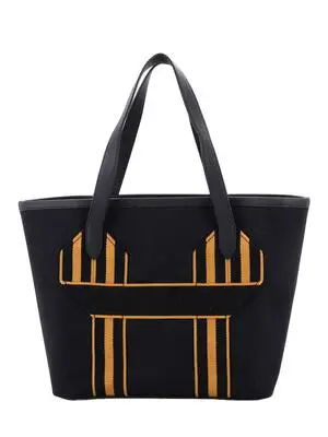 HERMES Pursangle Tote Canvas With Leather - Noir