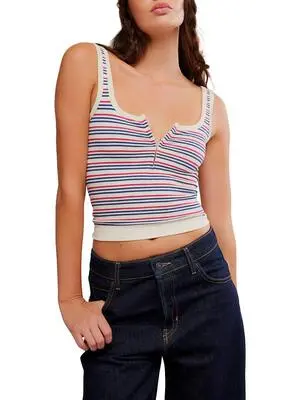 Free People Simply Soft Stripe Tank - Peri Combo