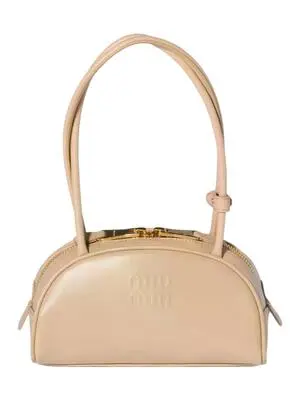 Miu Miu Beau Embossed-logo Leather Shoulder Bag - Neutrals