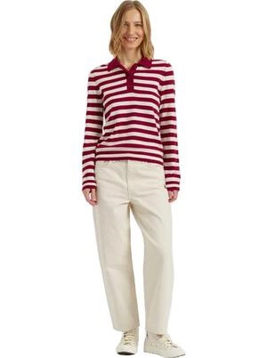 Chinti & Parker Wool Cashmere Polo Sweater - Cherry