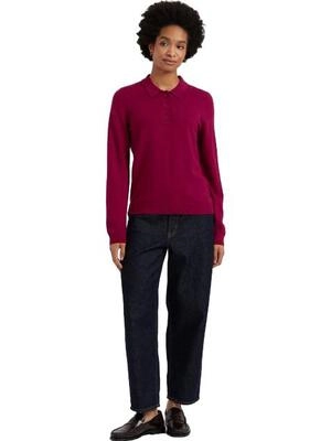 Chinti & Parker Wool Cashmere Polo Sweater - Cherry