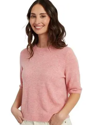 Chinti & Parker Cloud Cashmere Short Sleeve Tee - Pink Marl