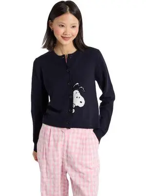 Chinti & Parker Sneaky Snoopy Wool-cashmere Cardigan - Navy