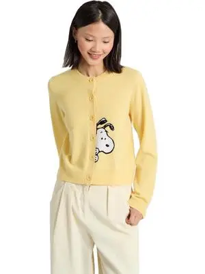 Chinti & Parker Sneaky Snoopy Wool-cashmere Cardigan - Soft Yellow