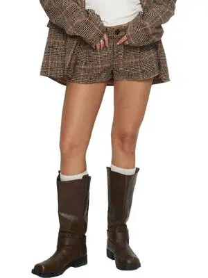Princess Polly Ayvanna Glen Plaid Shorts - Brown Check