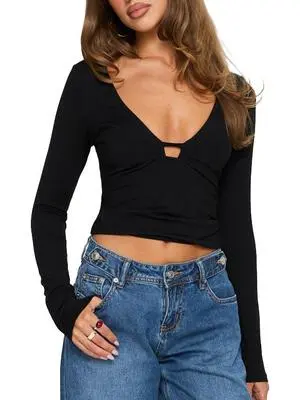 PRINCESS POLLY Cutout Long-Sleeve Top