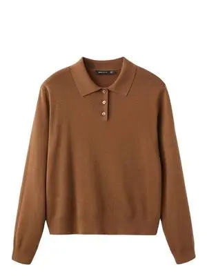 Mango Wool And Cotton Polo Sweater - Tobacco Brown