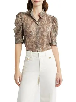 FRAME The Gillian Paisley Silk Shirt - Ecru Multi