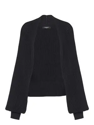 Balmain Ribbed Knit Bolero Cardigan - Black