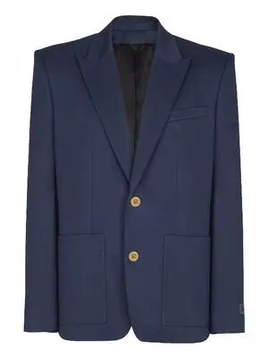 Balmain Cotton Twill 2-button Blazer - Navy