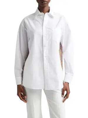 Etro Printed Back Cotton Button-up Shirt - White/pale Blue Multi Print