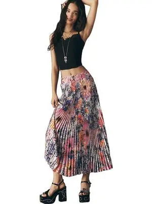 RANNA GILL Pleated A-line Midi Skirt - Multi Floral