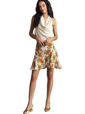 Plenty By Tracy Reese Ruffled Crepe Mini Skirt - Red Floral