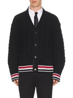 Thom Browne Baby Cable V Neck Cardigan - Black
