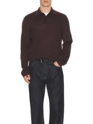 SAMSOE SAMSOE Sarowan Long Sleeve Polo In Chocolate - Black Coffee