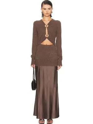 Christopher Esber Orbit Ruched Monument Long Sleeve Dress - Umber