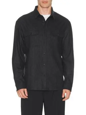 NILI LOTAN Evander Shirt In Sage - Charcoal