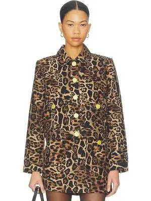L'Agence Nyx Crop Jacket - Brown Multi Patch Leopard