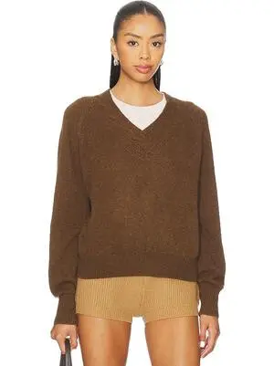 Guest In Residence Varsity V Sweater - Chestnut