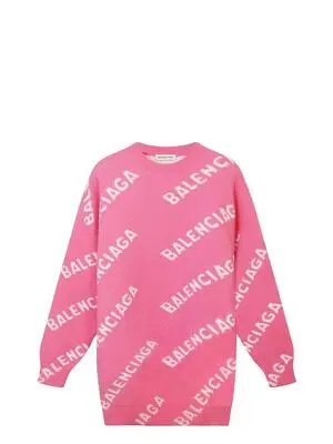 Balenciaga Intarsia Logo Crewneck Sweatshirt - Pink