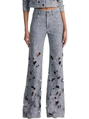 Alice + Olivia Chic High-rise Eyelet Jeans - Rockstar Blue