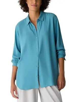 Eileen Fisher Silk Georgette Shirt - River