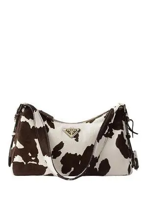 Prada Aimee Medium Printed Leather Shoulder Bag - White