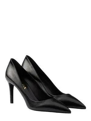 Prada Patent Saffiano Leather Pumps - Black