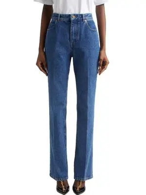 Balmain High-waist Straight-leg Jeans - 6ex Bleu Jean Dark