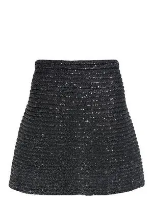 Alaïa Sequin Ribbed Skater Skirt - Noir Alaia