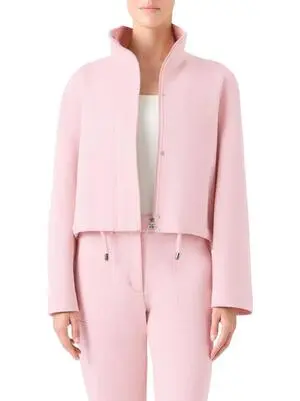Akris Boxy Wool Crop Jacket - Rose