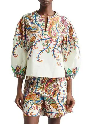 Etro Paisley Cotton Poplin Top - Print On White Base