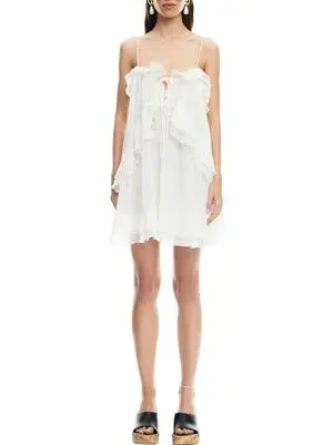 Lioness Ruffle Chiffon Mini Dress - Pearl