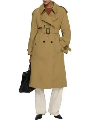 Burberry Long Canvas Fitzrovia Trench Coat With Warmer - Lignum Brown