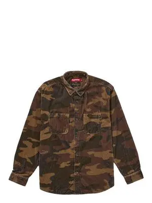 Supreme Wide Wale Corduroy Snap Shirt - Woodland Camo