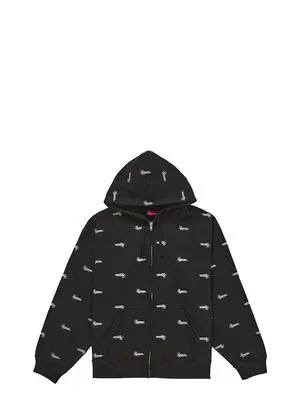 Supreme Repeat Script Zip Up Hooded Sweatshirt - Black