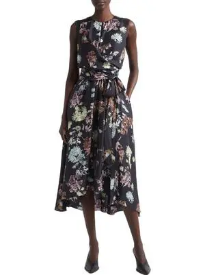 Altuzarra Penny Floral Print Silk Dress - Black Flowers